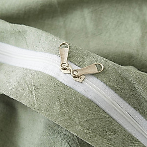 OTOB Sage Green Duvet Cover Twin 100% Washed Cotton Bedding Sets 68 x 86 Luxury Comforter Cover with Deco Closure Ties Lightweight Reversible Duvet Cover for Kids Boys Teen