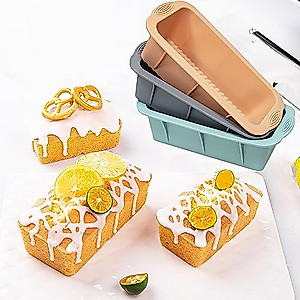Anxbbo 3 Pack Silicone Bread Loaf Pans No-Stick Large Loaf Pan Set, Flexible Silicone Baking Molds for Bread, Cake, Meatloaf, BPA Free and Dishwasher Safe (3 Pack (9.8''L x 4.7''W x 2.7''H))