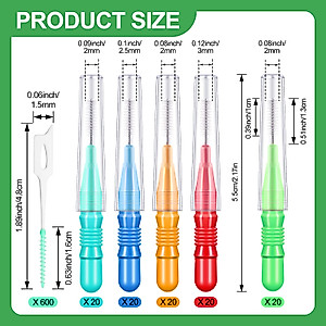700 Pieces Interdental Brush Set Included 100 Braces Brush Between Teeth 600 Toothpick Toothpicks Tooth Floss for Cleaner Toothpick Tooth Flossing Flosser Oral Dental Hygiene Tooth Cleaning Tool