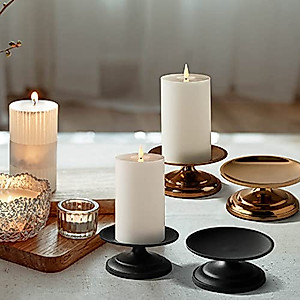 LampLust Candle Stands for Pillar Candles - 2 Pack, Matte Black, Fits up to 4 Inch Diameter Candles, Decorative Candle Plates for Modern Home Decor, 2 Inch Tall, Perfect for Wedding Centerpiece