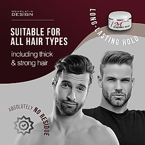 Mon Platin Professional Hair Wax - 150 ml Moisturizing Grooming Wax for Men's Wet and Shiny Look Styling with Jojoba Oil Essence and Pure Water for Scalp Enrichment