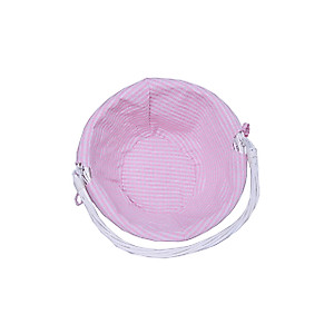 KRZIL Easter Basket Gift Basket Oval Willow Round Wicker Storage Basket With One Drop Down Handle Fabric Cotton Linen For Office, Bedroom, Closet, Toys