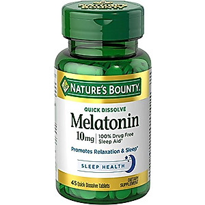 Nature's Bounty Melatonin 10 mg Quick Dissolve Tablets 45 ea (Pack of 3)