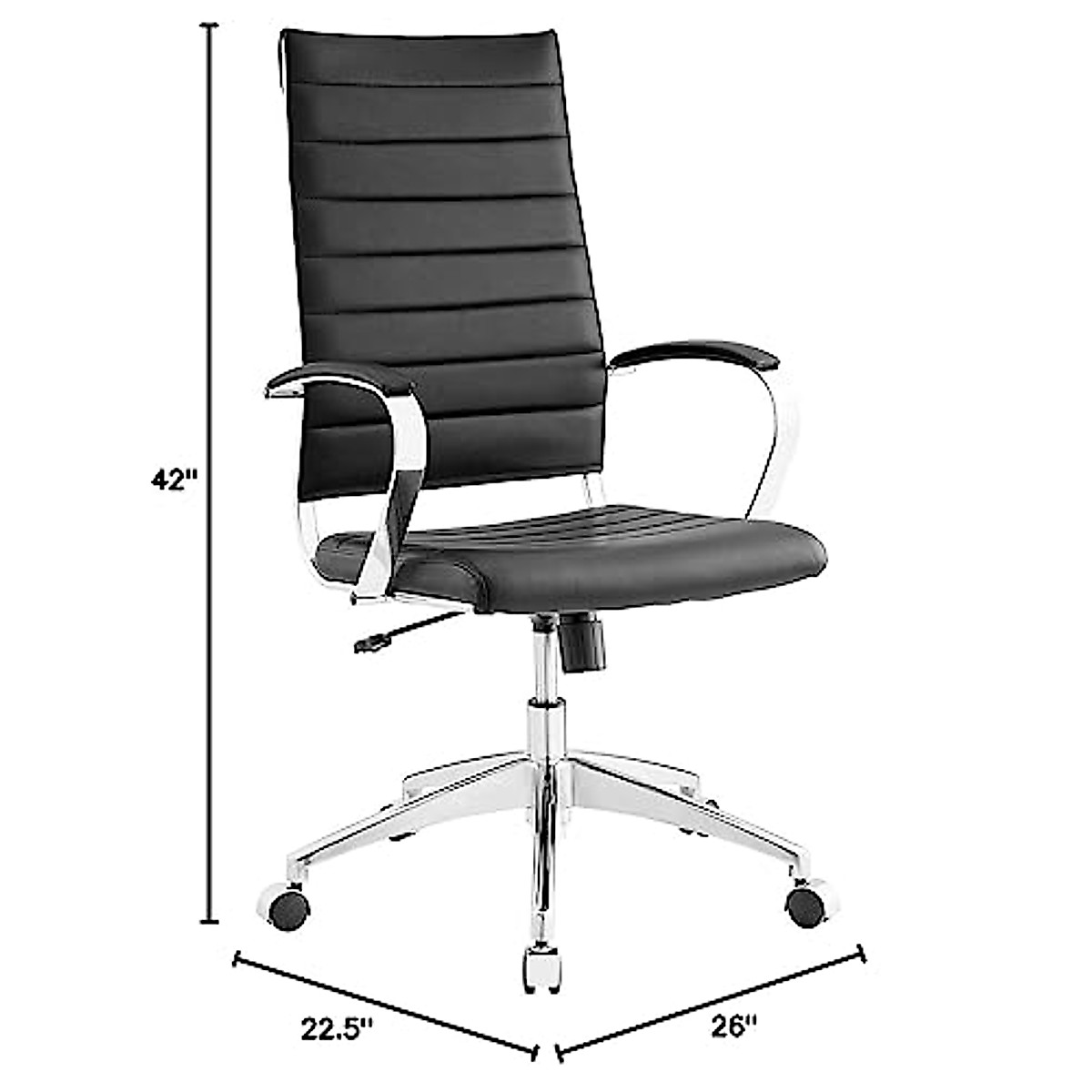 Modway Jive Ribbed High Back Tall Executive Swivel Office Chair With Arms In Black