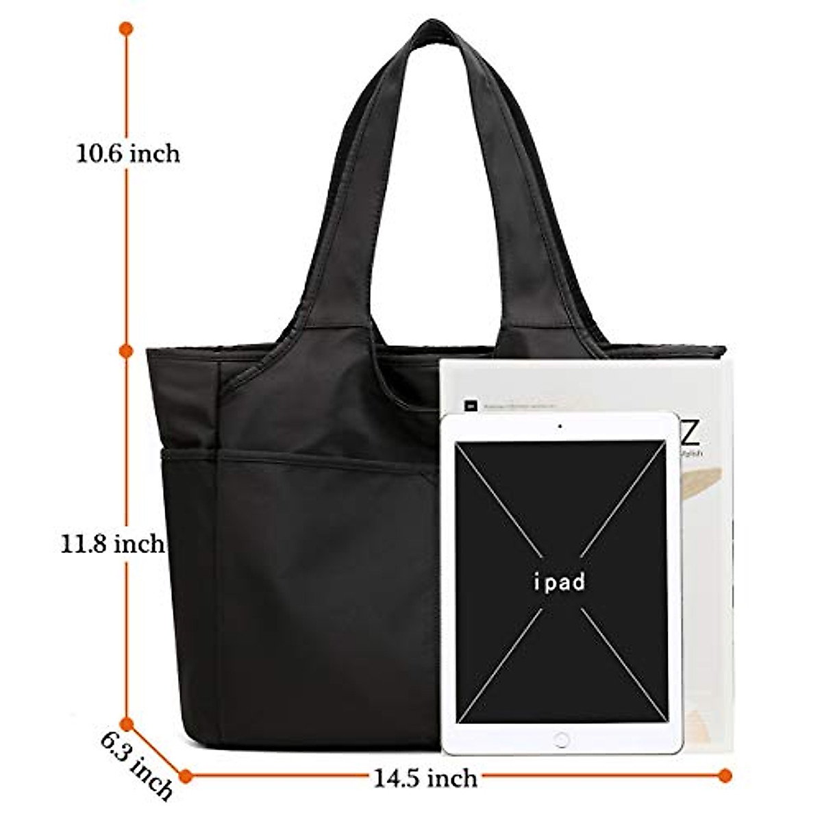 Collsants Nylon Tote Bag Waterproof Shoulder Bag for Women Lightweight Travel Handbag Multi Pocket with Zipper