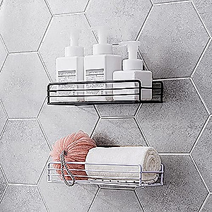 Shower caddy rack corner adhesive shower caddies shelf for inside bathroom shower storage holder bathtub organizer shower storage rack No-drilling White 2-pack HFANFI TZWJ-W