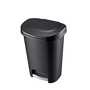 Rubbermaid Classic Step-On Lid Trash Can for Home, Kitchen, and Bathroom Garbage, 13 Gallon, Black