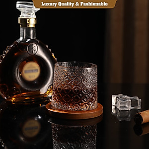 WICHBEEN Crystal Whiskey glasses,Rotatable 10 Oz old fashioned whiskey glasses,bar whiskey glasses,style glassware for bourbon,perfect Idea for scotch lovers,glasses for scotch, rum,Ice flower