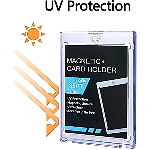 50ct Magnetic Card Holder 35pt, Card case Holder for Trading Cards，Card Protectors Hard Plastic, Card Sleeves Display case for Baseball Card Sports Cards