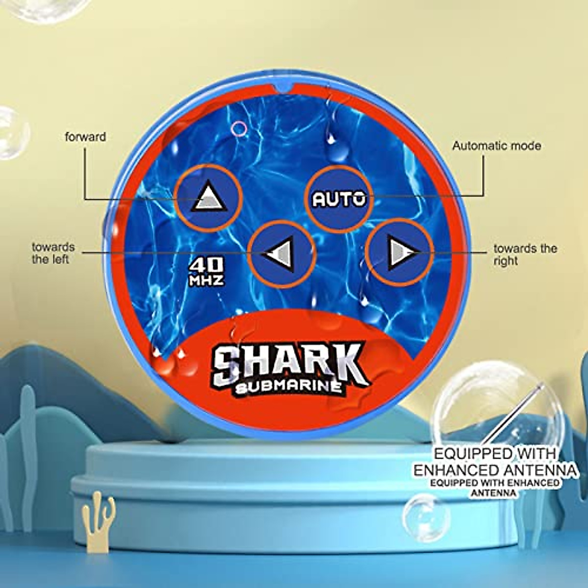 Lylyzoo Remote Control Sharks, 1:32 Scale Mini RC Shark, USB Rechargeable Bathtub Pool Toys for Boys Girls Birthday Gifts (BLUE-27MHZ)