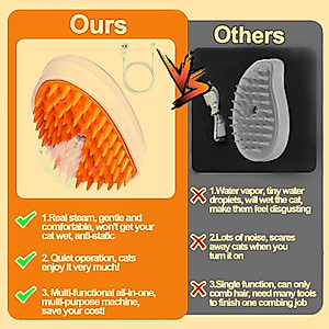 Cat Steam Brush for Shedding，3 in 1 Cat Brush with steam，Portable Pet Hair Removal Tool for Cat and Dog,Self Cleaning Steam Brush for Massage (Standard version)