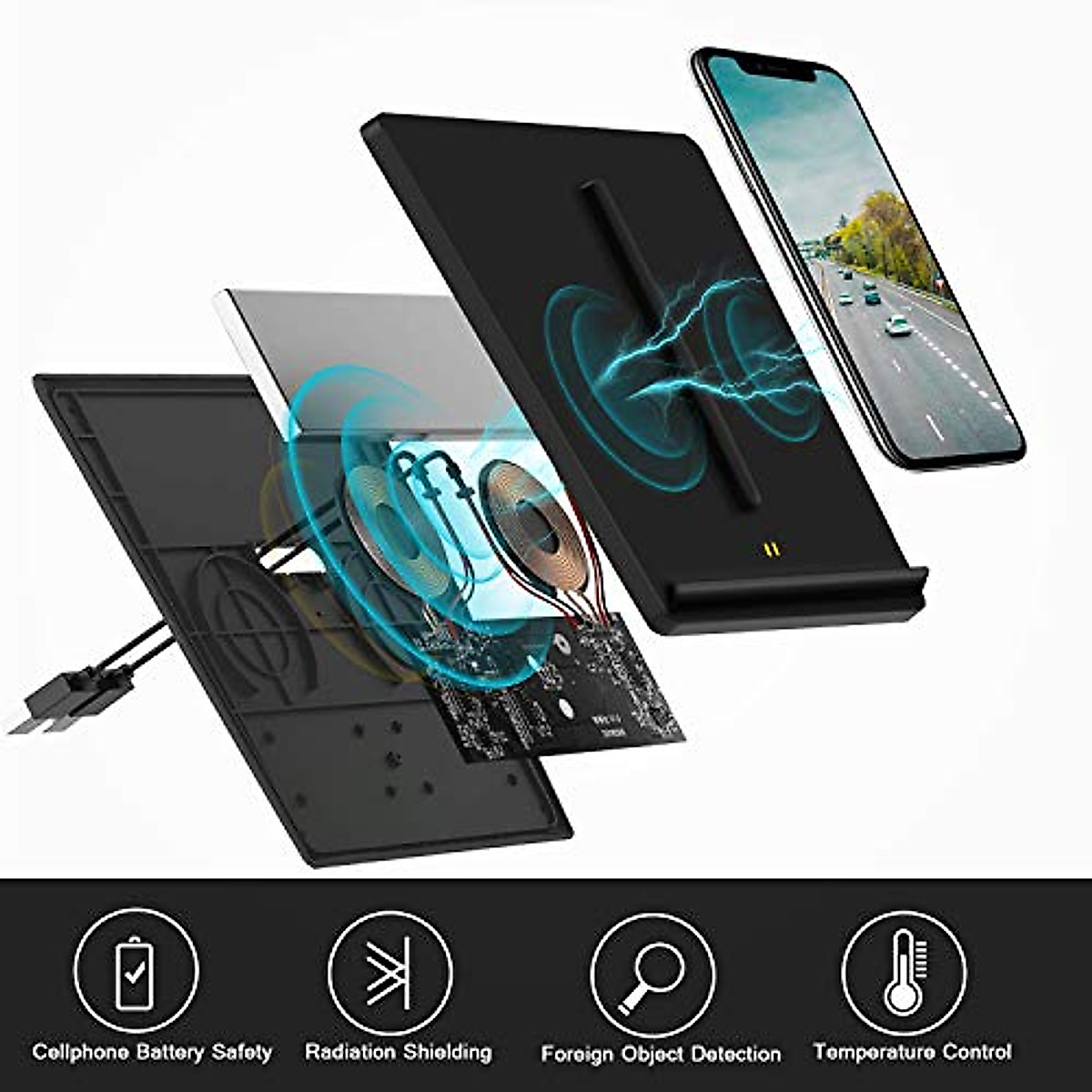 VXDAS Tesla Model 3 Wireless Charger, Dual 10W QI Wireless Phone Charging Pad M3 Car Center Console Tesla Model 3 Accessories Panel with 7pcs Custom Cup Mat Center Console Liner mat-Newest Upgrade