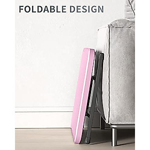 SOUNDANCE Small Folding Table, Adjustable TV Tray, Portable Dinner Table, Lightweight, Zero Assembly, Easy to Fold and Storage, Sturdy Desk for Home Garden Office Indoor Outdoor Use, Pink