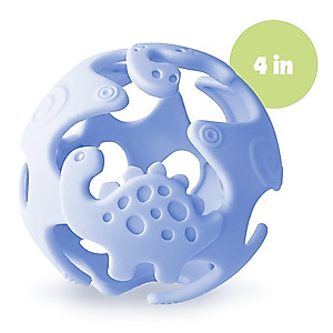 Dinosaur Baby Teething Toys, Textured Sensory Toys for Babies, Lightweight Soft Baby Sensory Toys, BPA-Free Silicone Infant Teething Toys, 0-18 Months, Teething Baby, Easy to Clean - Blueberry Blue