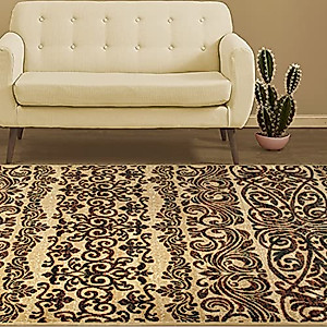 SUPERIOR Sheffield Modern Oriental Damask Polypropylene Indoor Area Rug, 8' X 10' Gold
