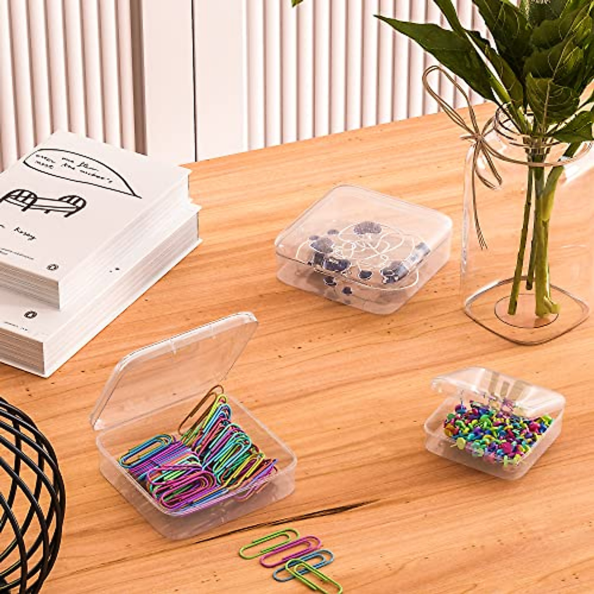 60 Pcs Mixed Sizes Mini Clear Plastic Bead Storage Containers With Lids, Mini Storage Box. Small Bead Boxes And A Big Storage Case, Small Transparent Boxes Organizers for Beads, Jewelry, Diamond Painting, Tools, Craft Supplies