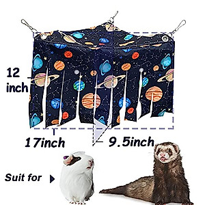 FULUE Guinea Pig Hideout, Corner Fleece Forest Hideaway for Guinea Pigs, Ferrets, Chinchillas, Rats, Bunny & Other Small Animals Without Metal Fences(Black)