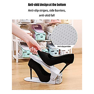 RISETEX Shoe Slots Organizer 12 Pack,Adjustable Shoe Stacker Space Saver, Double Deck Shoe Rack Holder Shoe Stack for Closet Organization,organizadores de zapatos,White (12, White)