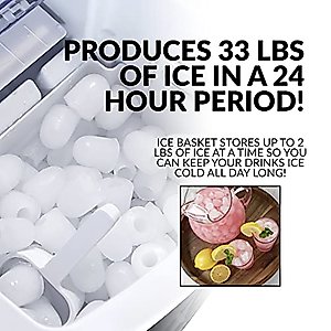Igloo Large-Capacity Automatic Portable Electric Countertop Ice Maker Machine, 33 Pounds in 24 Hours, 9 Ice Cubes Ready in 7 Minutes, with Ice Scoop and Basket, Illuminated LED Lights