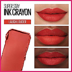Maybelline SuperStay Ink Crayon Matte Longwear Lipstick With Built-in Sharpener, Laugh Louder, 0.04 Ounce