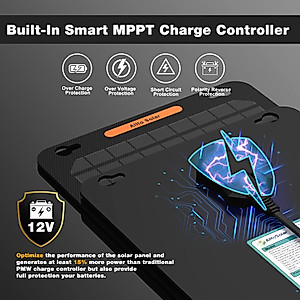 Allto Solar 10W 12V Solar Trickle Charger & Maintainer, 10 Watt 12 Volt Solar Battery Charger with Built in MPPT Charge Controller + Visual LED Indicator for Car, Boat, Motorcycle, RV, ATV