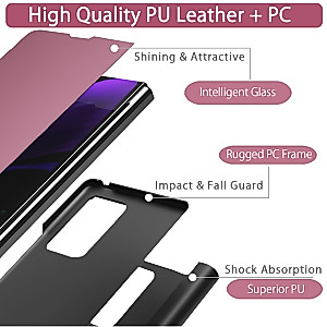 NINKI Clear Mirror Case Compatible Samsung Galaxy Z Fold 5 Case with Kicktand,Ultra Thin & Lightweight Flip Mirror Makeup Cover Electroplated Full Protection Stand Cover for Galaxy Z Fold 5 Case Pink