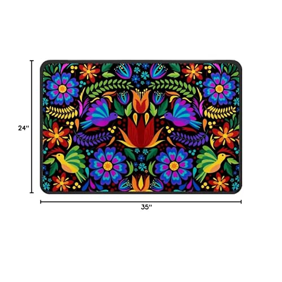 Doormat Floral Mexican Birds Floor Mat Resist Dirt Entrance Rug Machine Washable Carpet for Home Non Slip Rugs for Kitchen/Bathroom/Laundry Room Carpet 35'' x 24''