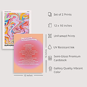 Jake Meets Kate Affirmation Aesthetic Wall Decor, Inspirational Wall Art Bedroom, Preppy Room Decor Aesthetic Posters, Trendy Print, Gift, Dorm, Apartment, Teen, That Girl, Unframed, Pack of 2,12"x16" (Pink)