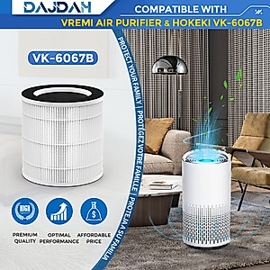 VK-6067B Filter Compatible with Vremi Air Purifier Filter Replacement and Hokeki Air Purifier Filter Replacement for VK-6067B H13 True HEPA Air Purifier including Vremi Hokeki Honkeeki Toyuugo, 2-Pack