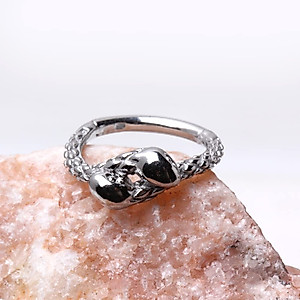 Pierced Owl 16GA 316L Stainless Steel Double Snakes Hinged Clicker Ring