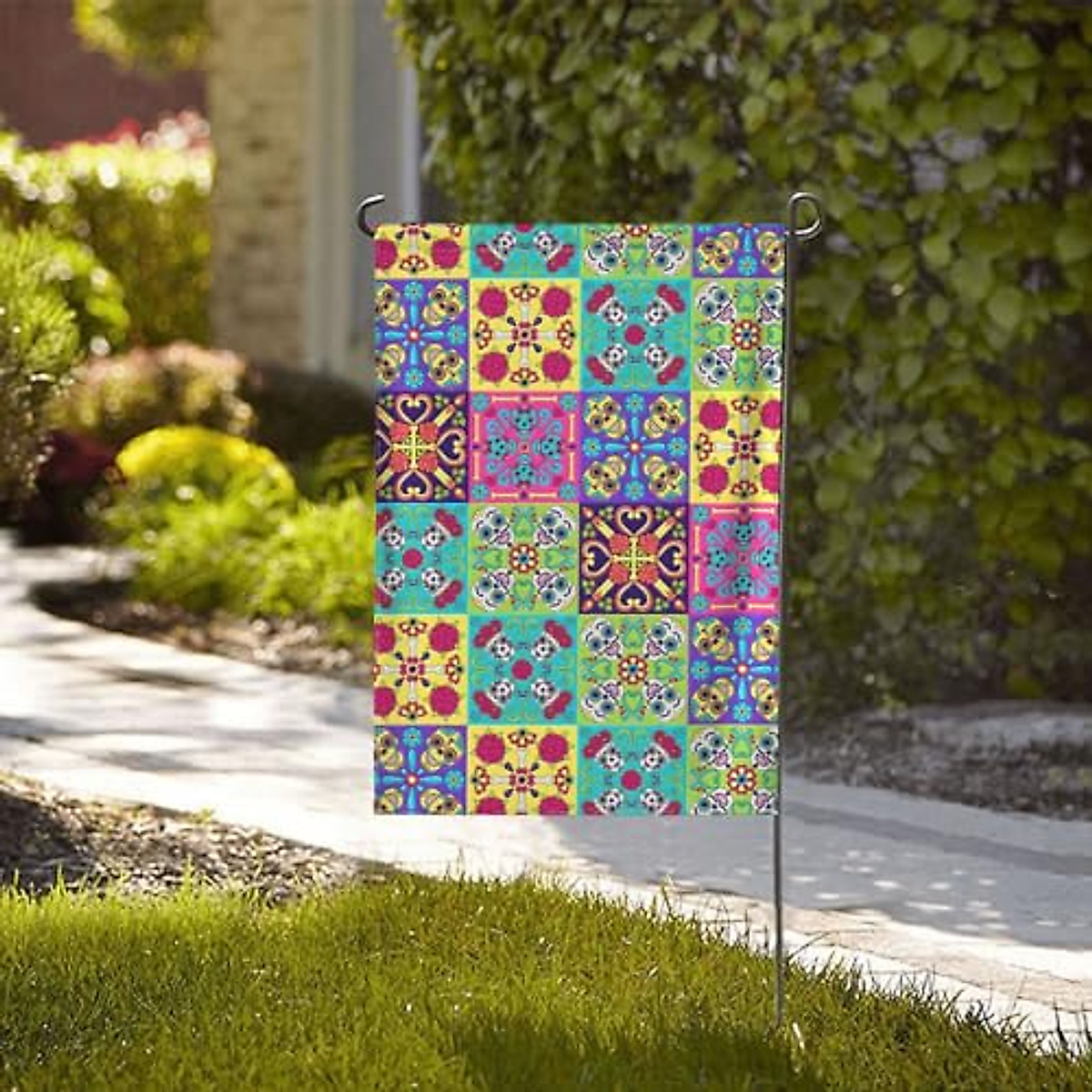 Mexican Talavera Tile Pattern Garden Flag - Vibrant Double Sided Garden Flag - Yard Decorating Flag Garden Flag Decoration - Outdoor Flag Decorator'S Favorite