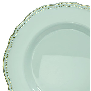 " OCCASIONS " 40 Plates Pack, Premium Disposable Wedding Party Plastic Trays 17.5'' x 6.5'' (Trays Rochelle Rochelle Seafoam/Mint & Gold)