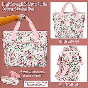 Coopay Large Crochet Bag Knitting Bags and Totes Organizer, Traveling Crochet Bags Yarn Bag & 55 PCS Crochet Hook Set, Crochet Kit Beginners Crochet Hook Kit with Case