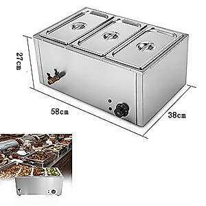 1500W Commercial Food Warmer, 3 Gids Hot Trays Food Warmer, Electric Buffet Serves and Warmers, Catering Hot Box for Restaurant, CE/FCC