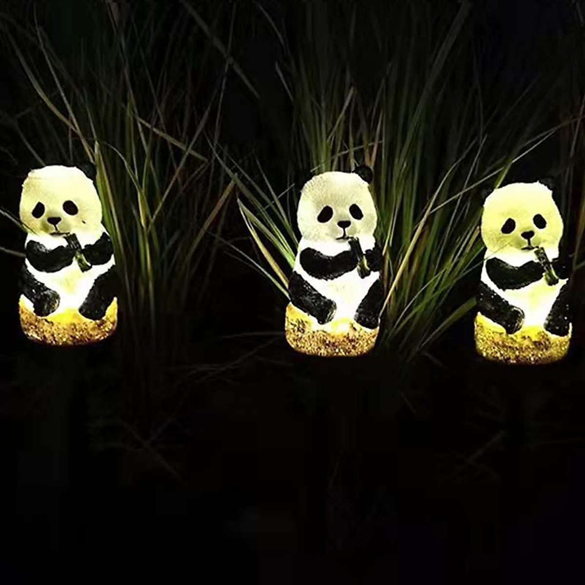 Pannow Outdoor Solar Panda Lights, Solar Powered LED Lovely Panda Light, Waterproof Resin Garden Decorative Lighting Lamp for Garden Landscape Camping Patio Lawn Yard Pathway Porch Backyard Decor