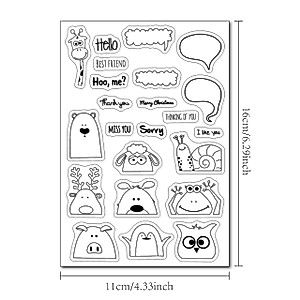 arriettycraft Animals Talking Box Clear Stamps Deer Pig Giraffe Bear Snail Rubber Stamps Owl Sheep Dog Silicone Stamps for Cards Making Decoration Clear Stamps or Scrapbooking Paper Craft Tools