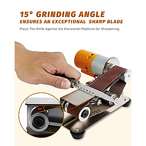 Blissthrill Mini Belt Sander, Electric Spindle Sander, 15° belt sander for knife making, 7 Adjustable Speed Knife Polishing Kit, Power Belt Sanders for Metal Working, DIY (6.5 Inch Mini Belt Sander)
