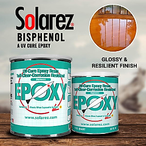 SOLAREZ Bisphenol-A (pint) UV Cure Epoxy Resin ~ Clear Gloss Industrial Standard Epoxy Resin, Corrosion Resistant, Non-Hazmat, 1-min Cure Direct Sun, Boats, Canoes, Wood, Fiberglass, Made in The USA