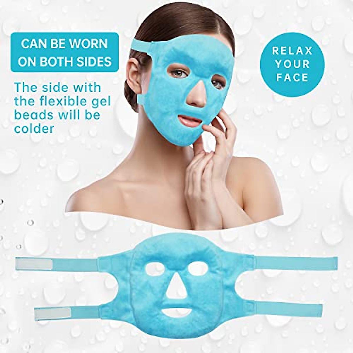 Cold Face Eye Mask Ice Pack Reduce Face Puff,Dark Circles,Gel Beads Hot Heat Cold Compress Pack,Face SPA for Woman Sleeping, Pressure, Headaches, Skin Care[Blue]