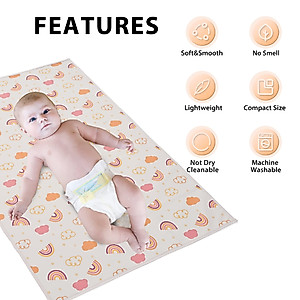 Vegan Leather Baby Changing Mat - Wipeable Portable Changing Pad, Foldable Travel Changing Mat for Baby, Newborns (Rainbow,20"*28")