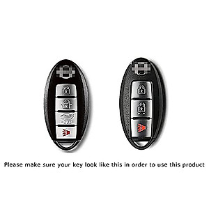 iJDMTOY (1) Exact Fit Gloss Metallic White Smart Key Fob Shell Compatible with Nissan Armada Rogue GT-R Murano Pathfinder Sentra Leaf Titan (4-Button only)