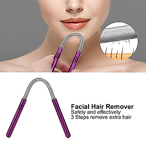 Stainless Steel Facial Hair Remover, 3 Colors, Facial Hair Makeup Beauty Spring Threading Tool for Face Upper Lip Chin Cheeks()