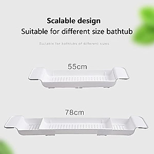 Worparsen Foldable Bathtub Tray Caddy, Waterproof Expandable Bath Table Over Tub, Premium Bathtub Caddy Tray, Expandable Bath Tray, Bath Storage Rack or Couples Birthday Wedding Gifts for mom Women W
