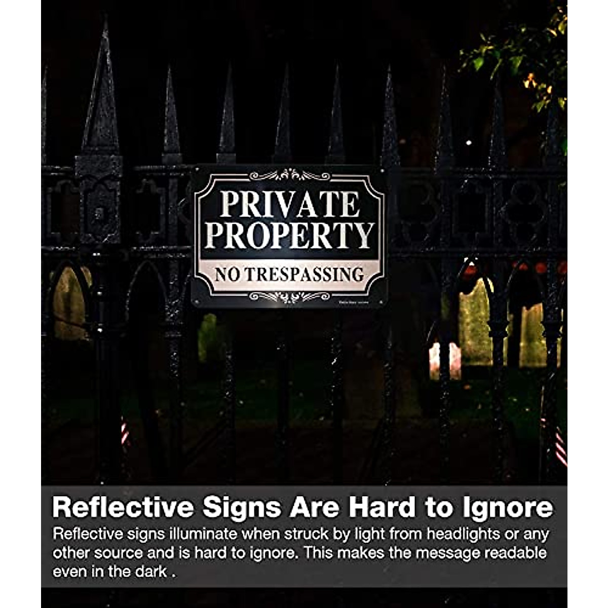 2 Pack No Trespassing Signs Private Property,10x7 Inch Rust Free Aluminum Metal Sign,Reflective,Fade Resistant,UV Protected,Weatherproof Up to 7 Years Indoor/Outdoor Use