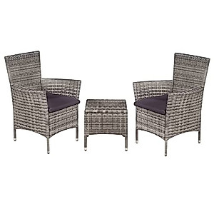 MBFLUUML Bistro Table Set, Outdoor Patio Furniture, 3 Piece Bistro Set Poly Rattan Gray Suitable for Patio, Porch, Backyard, Balcony.