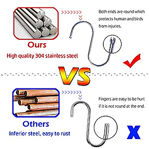 S Shaped Hooks, Metown, Heavy Duty Stainless Steel S Hooks, Hangers Hanging Hooks for Hanging Pots and Pans,Towels,Clothes,Plants in Home Kitchen Bathroom Bedroom Garden Work Shop (4.72in, 24)