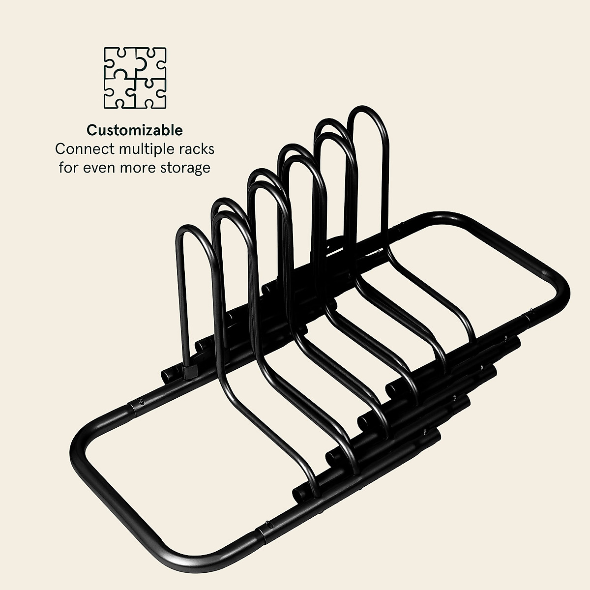 Retrospec Stash Rack 2, 4 & 5 Bike Floor Stand Bicycle Storage Organizer for Mountain Bike, Road Bike, Weather Resistant Fine Powder Steel Coating Fits Wheels up to 3", Black, 5 Bike