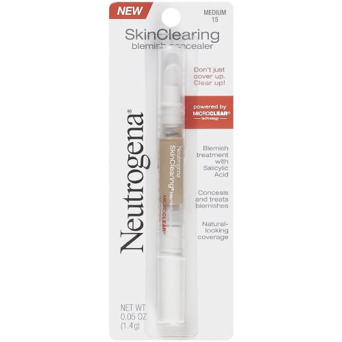 Neutrogena Skinclearing Blemish Concealer With Salicylic Acid, Medium 15,.05 Oz. (Pack of 2)