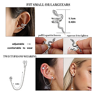 BESTEEL 16 Pcs Ear Cuff Earrings Set for Women Cuff Chain Earrings Helix Cartilage Cuff Earring Non Piercing Earring Pack Silver