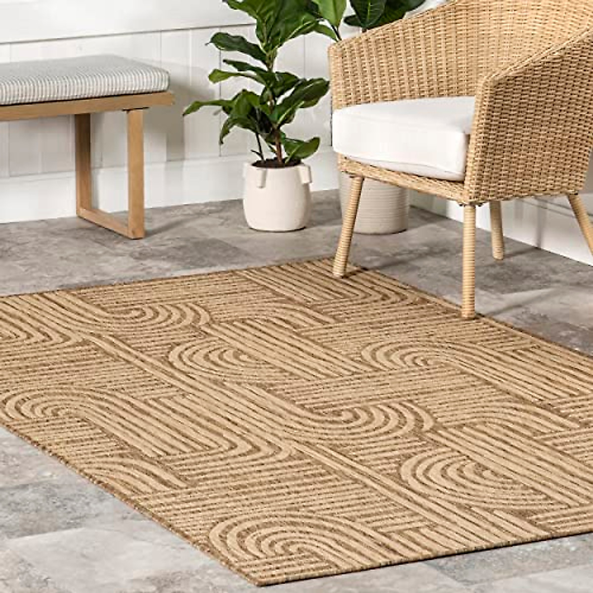 nuLOOM Lynne Abstract Maze Indoor/Outdoor Area Rug, 8' x 10', Beige